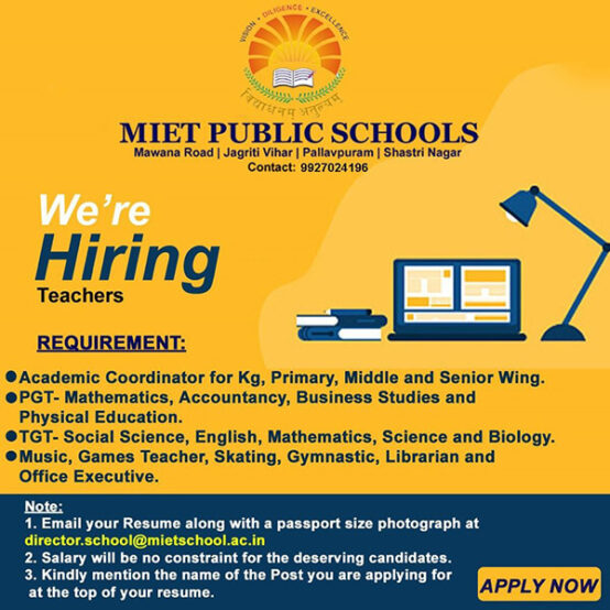 Careers - MIET Public School Pallavpuram, Meerut
